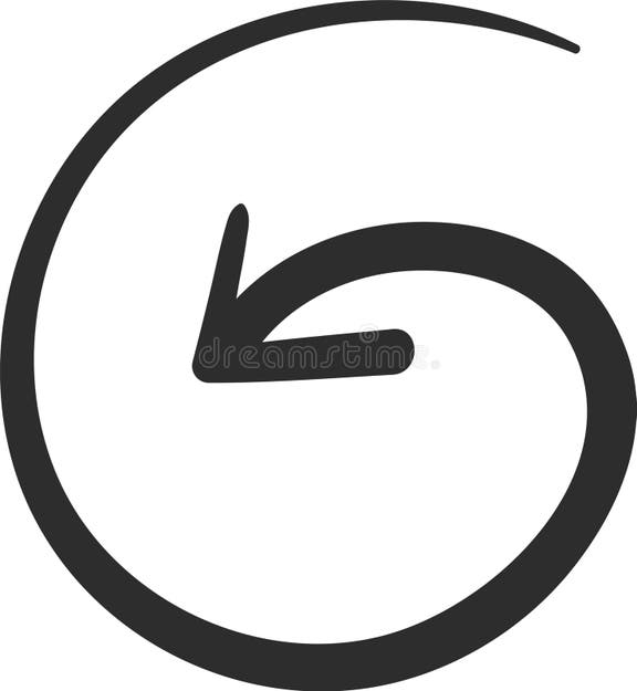 Hand Drawn Circular Arrow Pointing Downward, Creating a Complete Loop, Representing Concepts of ...