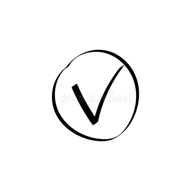 Hand Drawn Circular Checkbox with Bold Checkmark for Ui Validation and ...