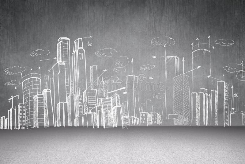 Hand drawn city plan stock image. Image of urban, cityscape - 255407829