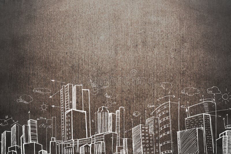 Hand drawn city plan stock photo. Image of urban, building - 255500804