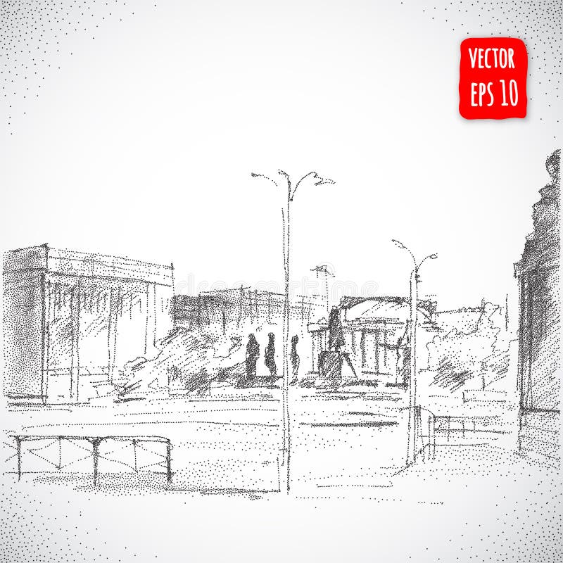 Hand drawn City Street stock vector. Illustration of abstract - 62531349