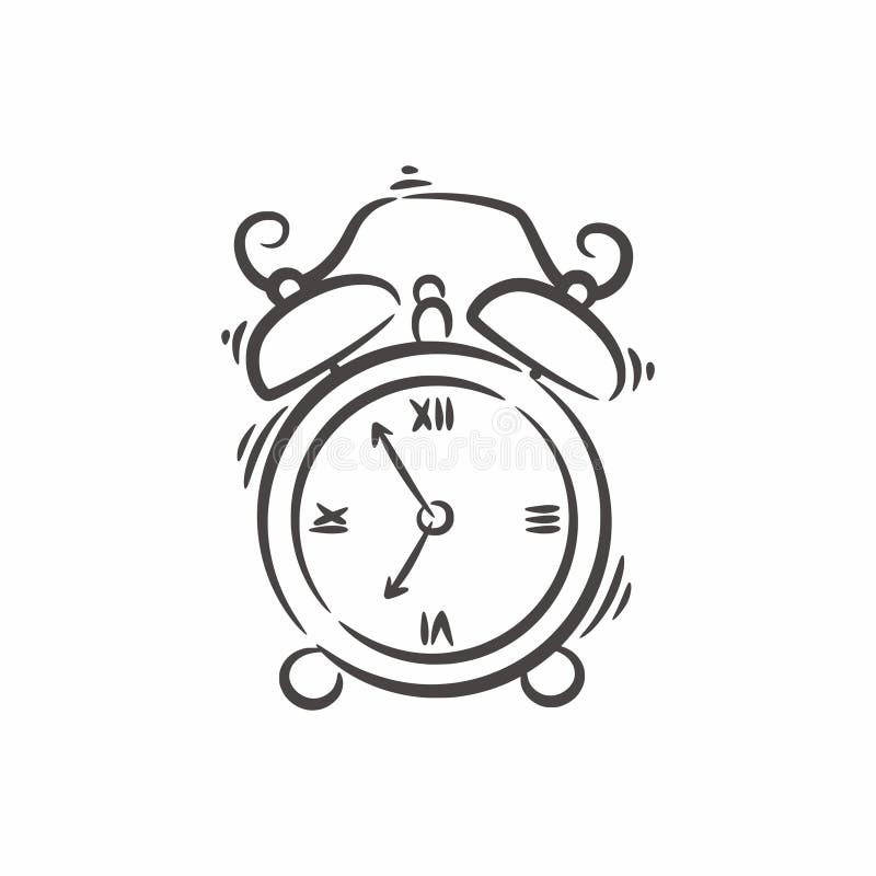 Hand Drawn Classic Ringing Alarm Clock Line Art Stock Vector ...