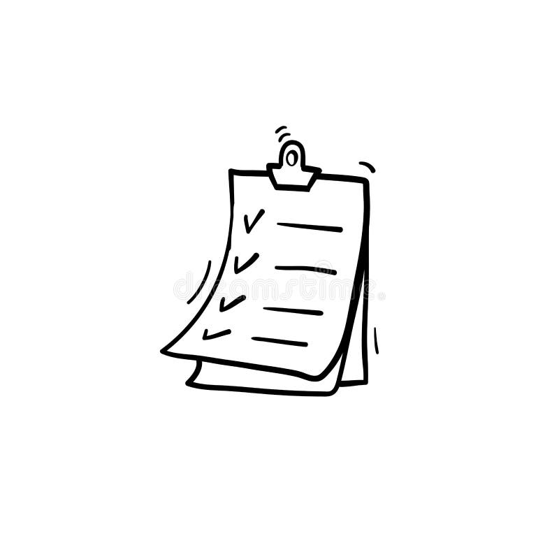 Hand Drawn Clipboard Icon Design Template with Doodle Style Cartoon ...