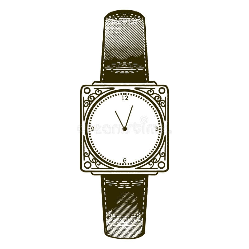 Hand Drawn of Clock and Watch. Vector Illustration in Black and White ...