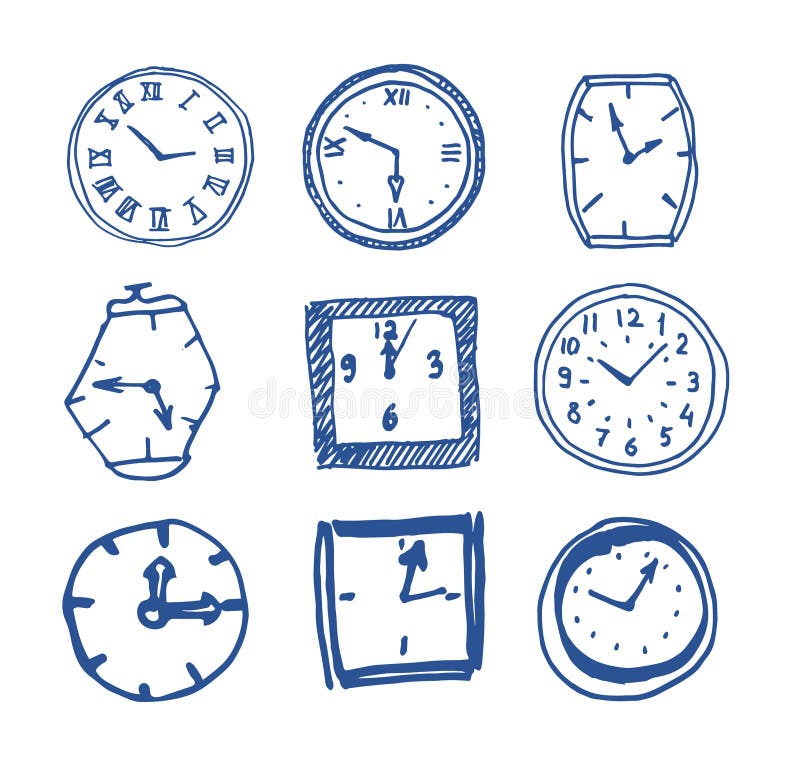 Hand drawn clocks stock vector. Illustration of exact - 77096163
