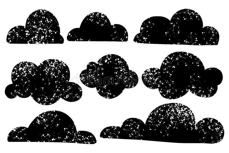 Hand Drawn Cloud Collection. Textured Simple Elements for Design. Set ...