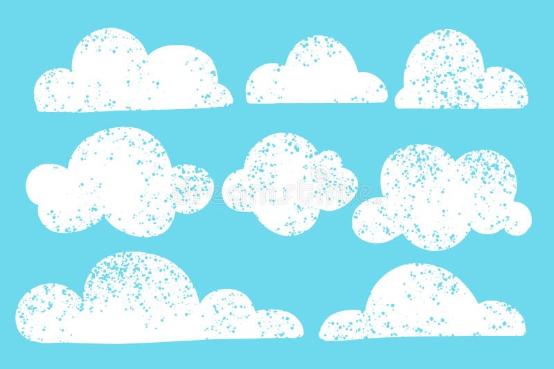 Hand Drawn Cloud Collection. Textured Simple Elements for Design. Set ...