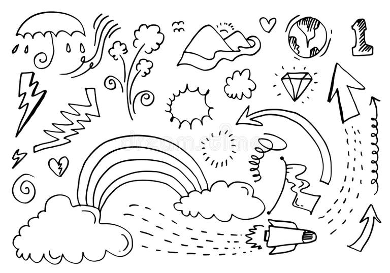 Hand Drawn Cloud, Rainbow, Emphasis, Bubble Speech, Arrowstar, Vortex ...
