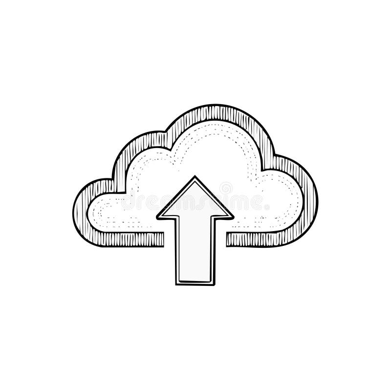 Hand Drawn Cloud Upload Symbol for Data Storage and File Sharing in a ...