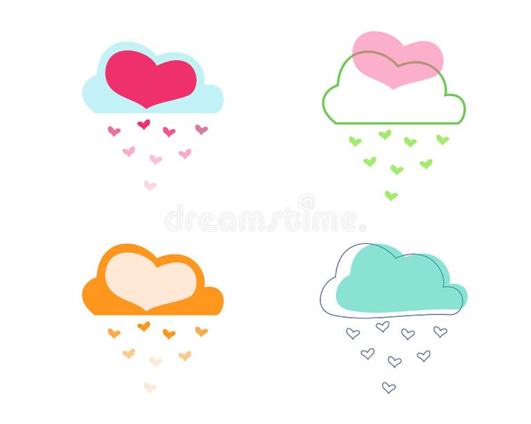 Clouds with hearts stock illustration. Illustration of weather - 172665459