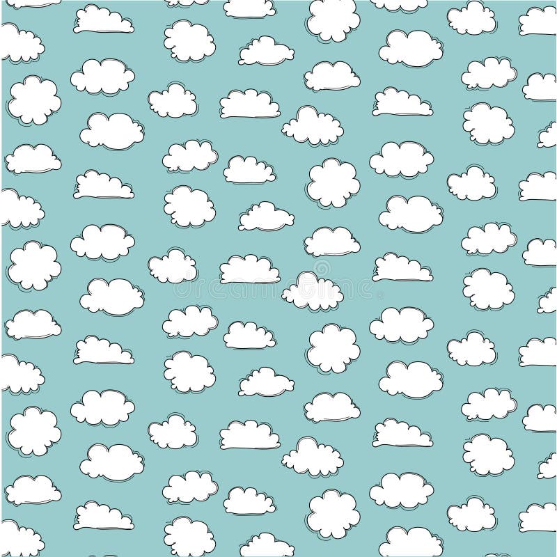 Hand Drawn Clouds Pattern. stock vector. Illustration of meteorology ...