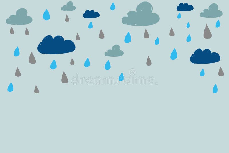 Hand drawn clouds and rain stock illustration. Illustration of cartoon ...