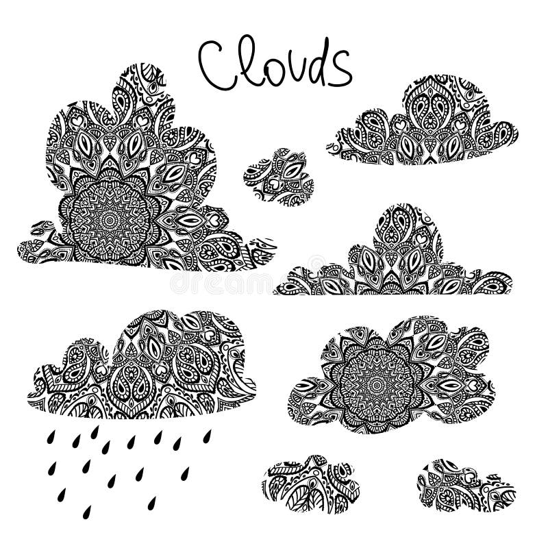 Hand drawn clouds stock vector. Illustration of cloud - 71740005