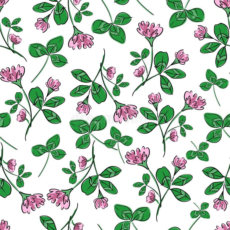 Hand Drawn Clover on Blue Background Beautiful Stylized Decor Vector ...