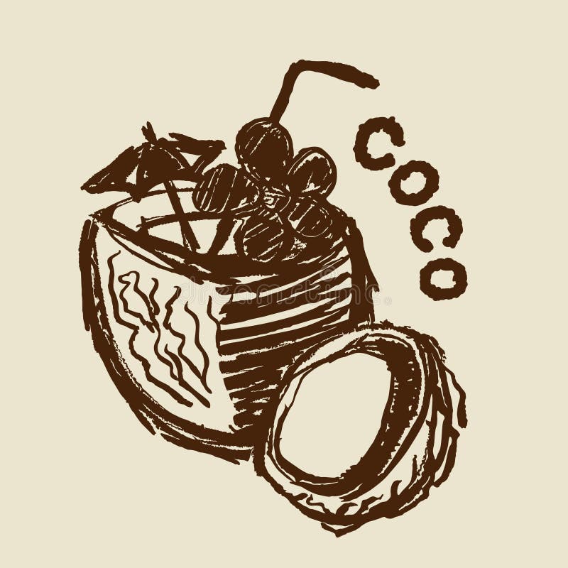 Hand drawn coco nut stock illustration. Illustration of beauty - 33800154