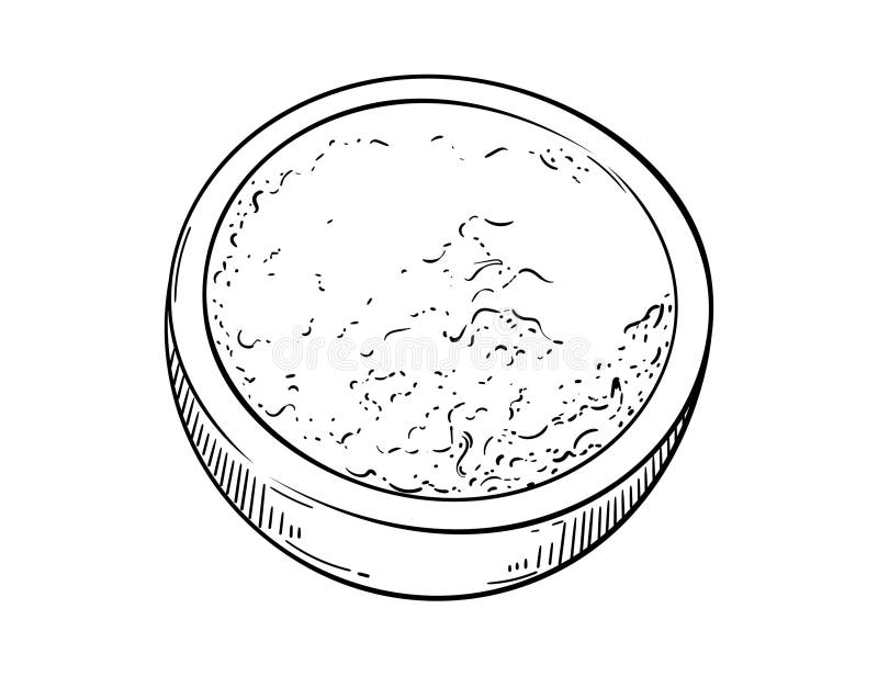 Hand Drawn Cocoa Powder in Wooden Bowl Vector Illustration Stock ...