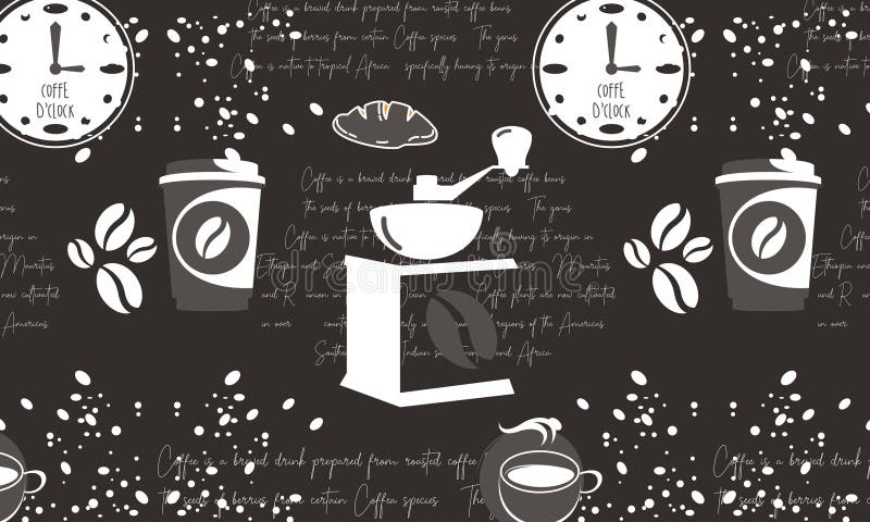 Hand Drawn Coffee Seamless Pattern with Lettering Vector Background ... Hand Drawn Coffee Seamless Pattern with Lettering Vector Background ...