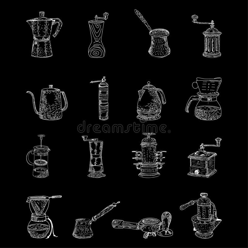 Hand Drawn Coffee Set. Vector Graphic Illustration Stock Vector ...