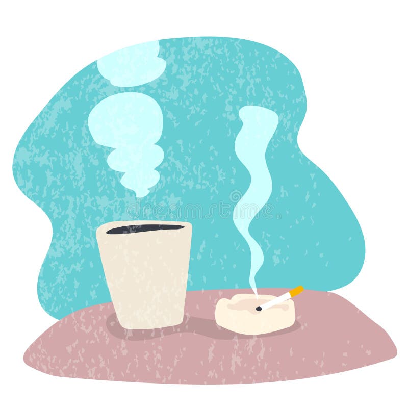 Hand Drawn of Coffee and Smoking, Flat Vector Design Stock Vector ...