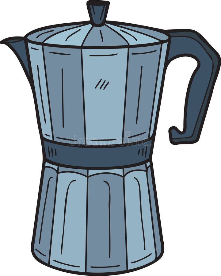 Hand Drawn Coffeemaker Moka Pot Illustration in Doodle Style Stock ...