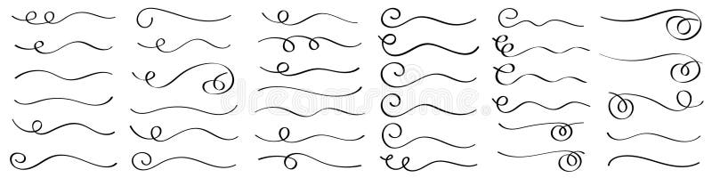 Swashes Swoops and Swishes Calligraphy Signs. Underlines Hand Drawn ...