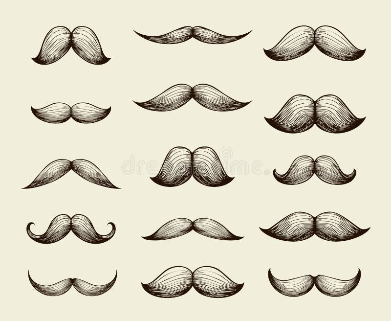 Hand Drawn Collection of Mustache. Vector Illustration Stock Vector ...