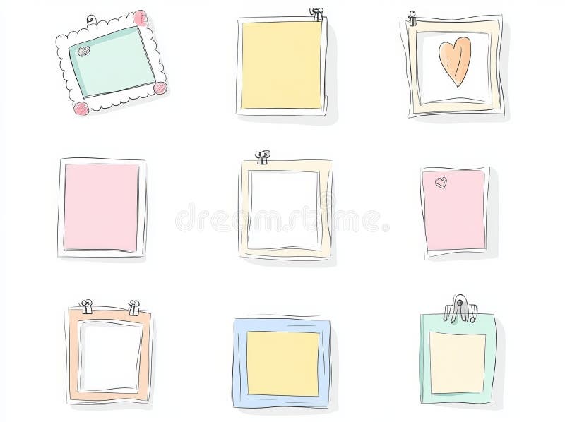 A Hand-drawn Collection of Paper Stickers, Photo Frames, and Picture ...