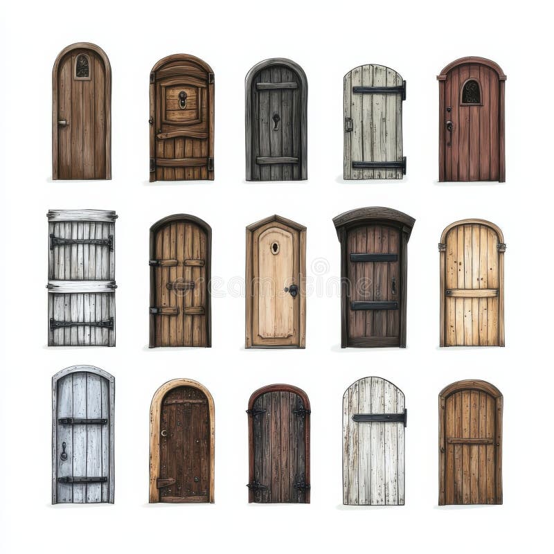 HandDrawn Collection of Unique and Creative Door Designs Stock ...