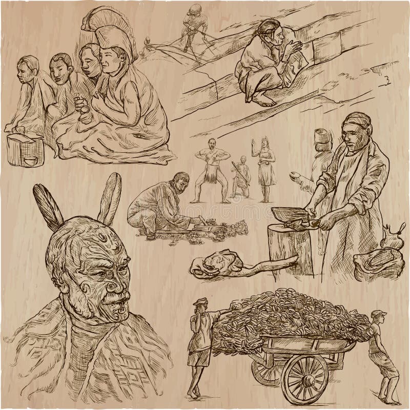 People - an Hand Drawn Vector Collection. Freehand Drawing. Line Stock ...