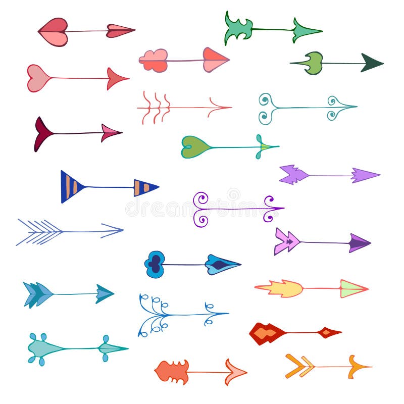 Hand drawn color arrows stock vector. Illustration of board - 113453610