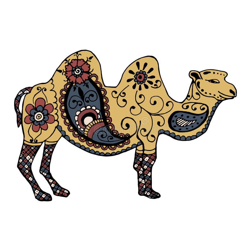 Hand Drawn Color Camel Painted Zentangl and Doodle Stock Vector ...