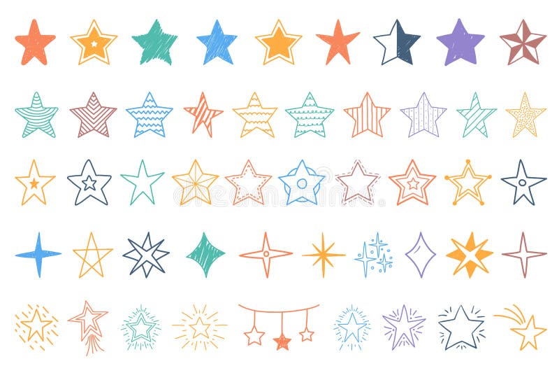Hand Drawn Color Stars stock vector. Illustration of decorative - 221780760