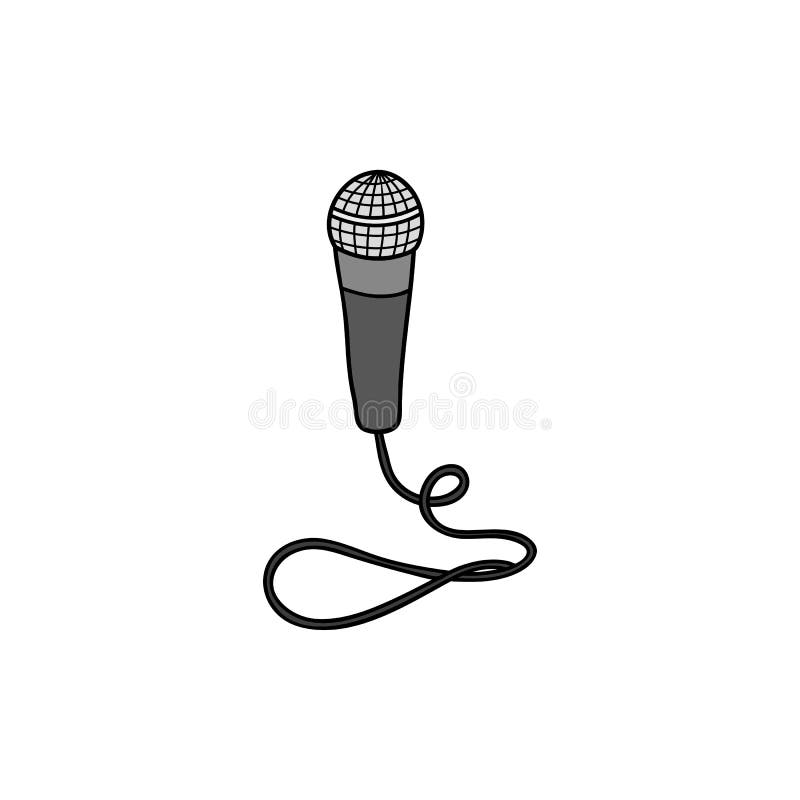 Colored Microphone, Stylized Drawing in Flat Style. Vector Hand Drawn ...