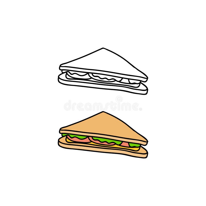 Hand Drawn Triangle Sandwich. Stock Vector - Illustration of graphic ...
