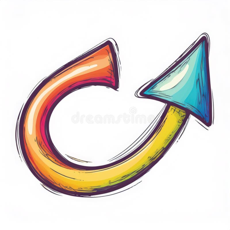Vibrant Hand Drawn Arrow Curving into Circular Pattern, Symbolizing ...