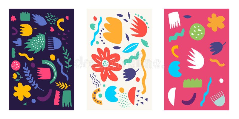 Hand Drawn Colorful Cartoon Style Abstract Elements Set. Vector ...
