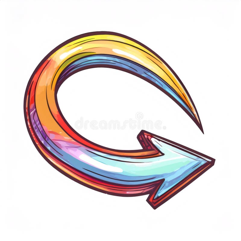 Hand Drawn Colorful Curved Arrow Forming a Continuous Loop, Symbolizing ...