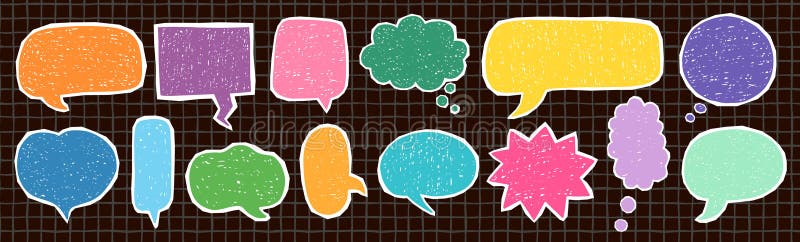 Hand Drawn Colorful Doodle Vector Speech Bubbles with Texture Stock Vector - Illustration of ...