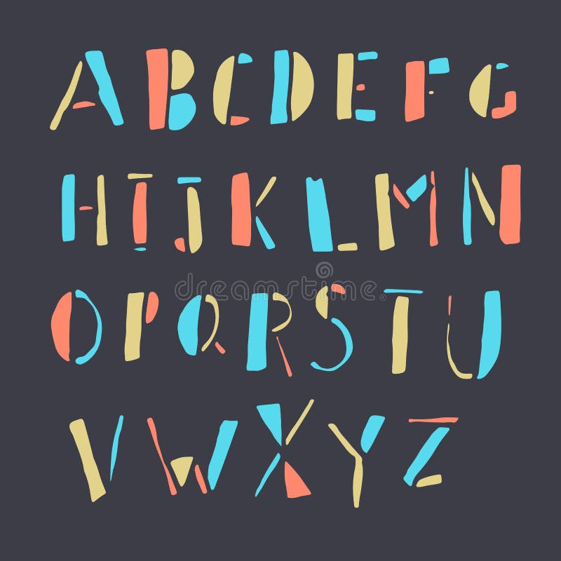 Hand-drawn Colorful Doodles Alphabet Stock Vector - Illustration of ...