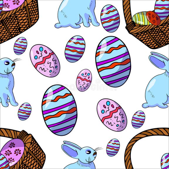 Hand Drawn Colorful Easter Pattern Stock Vector - Illustration of ...