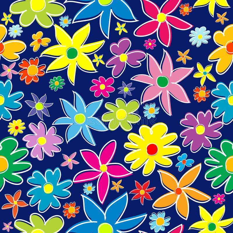 Hand-drawn Colorful Floral Pattern with Flowers in Bloom Stock Vector ...