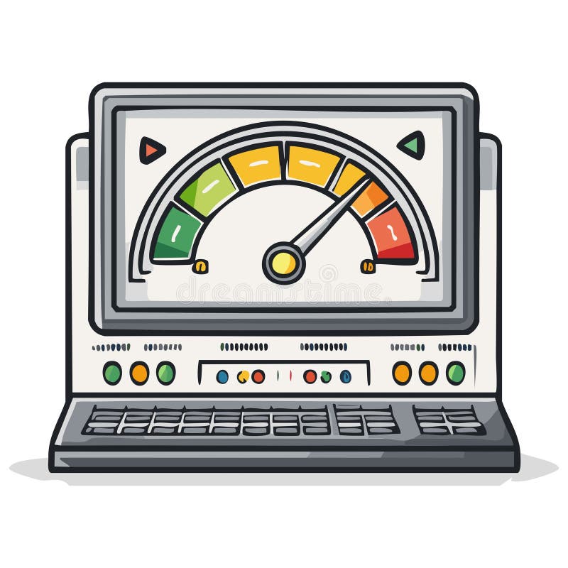 Hand Drawn Colorful Gauge Meter Indicating Performance Level on ...