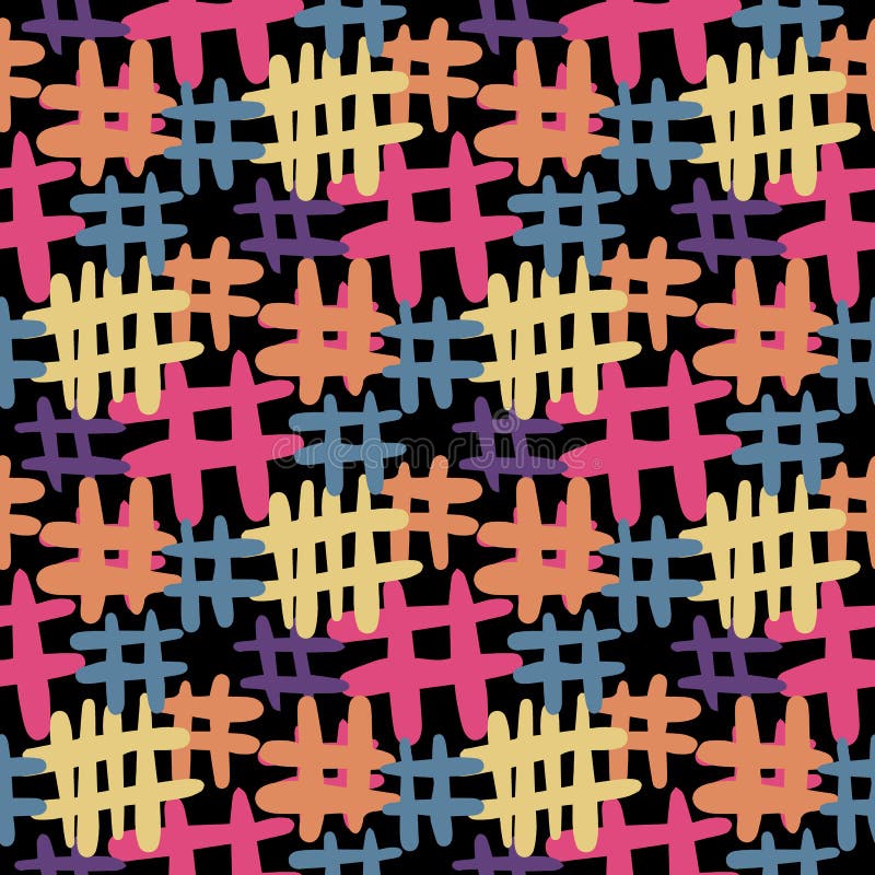Hand Drawn Colorful Hashtag Icon Seamless Pattern Stock Illustration ...