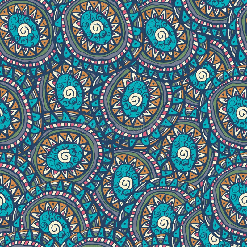 Hand Drawn Colorful Indian Seamless Patterns Ornaments Stock Vector ...