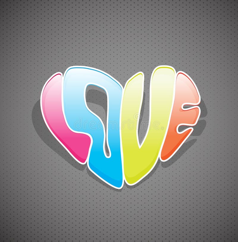 Hand Drawn Colorful Love Sign. Stock Vector - Illustration of elegant ...