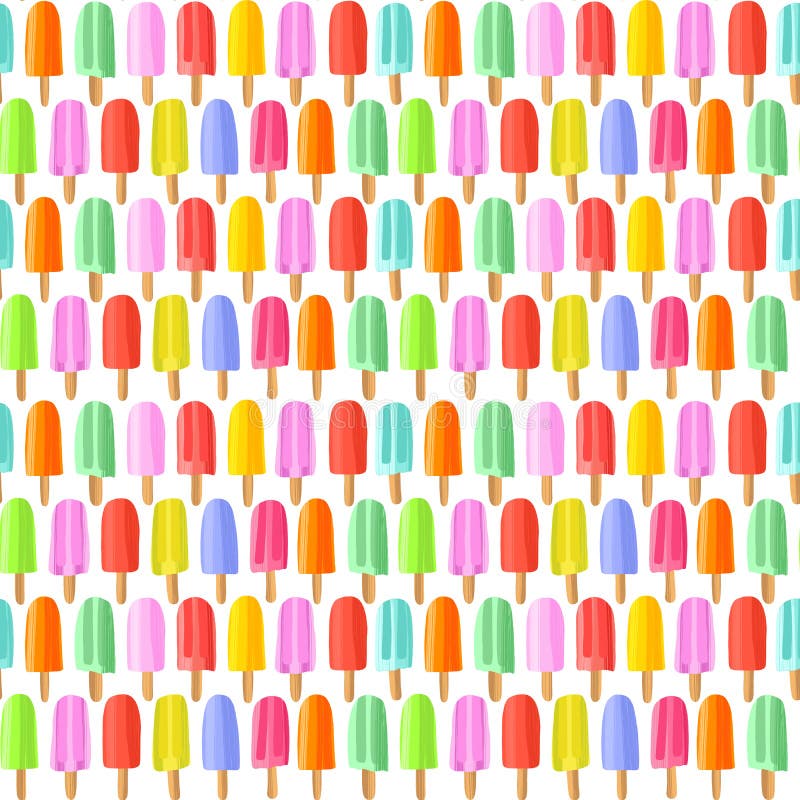 Hand Drawn Colorful Popsicles Seamless Pattern Background. Stock Vector ...
