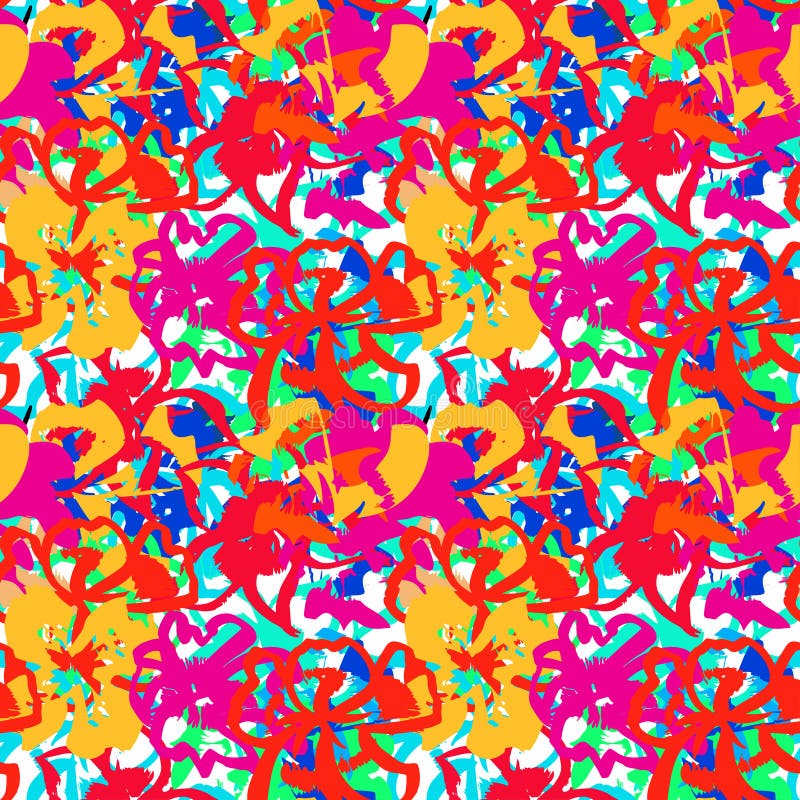 Hand Drawn Colorful Seamless Pattern with Ink Prints Stock Vector ...