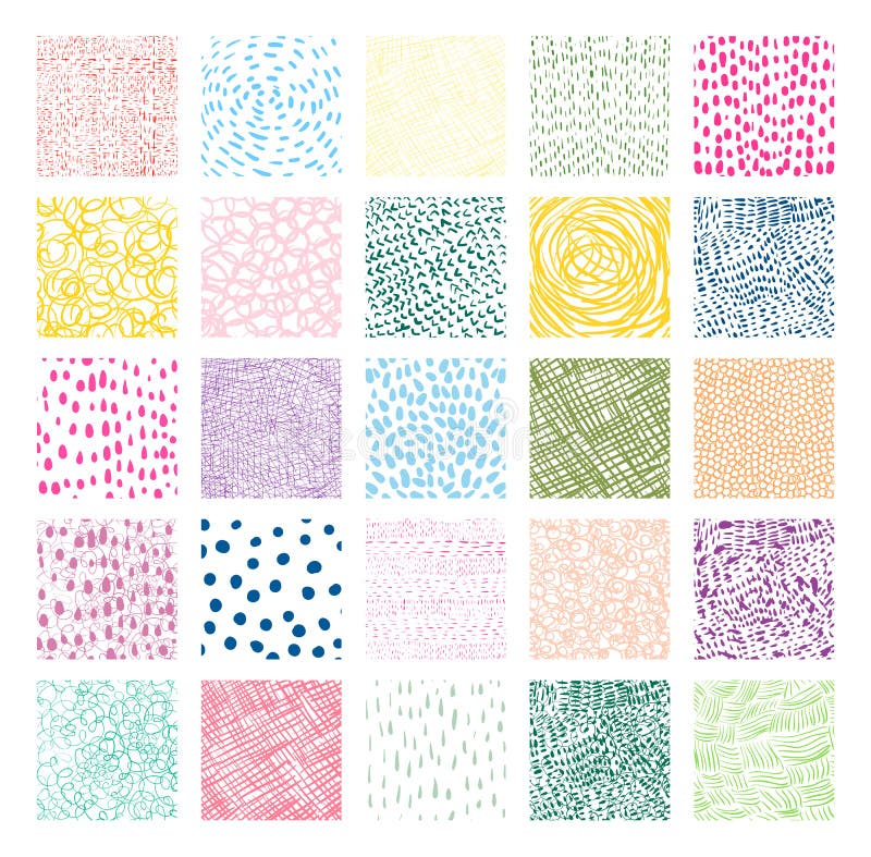 Hand Drawn Colorful Square Vector Textures Stock Vector - Illustration ...
