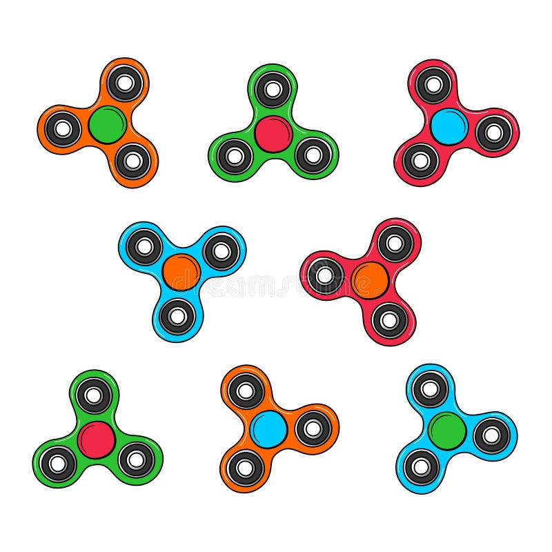 Hand Drawn Colorfull Spinners Stock Vector - Illustration of group ...