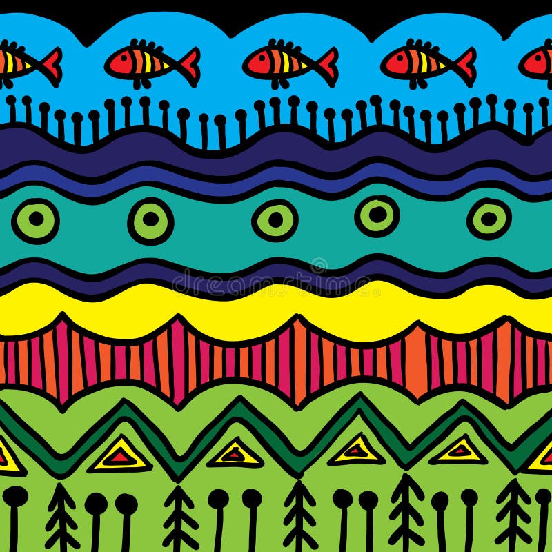 Hand Drawn Colourful Seamless Stock Vector - Illustration of beautiful ...